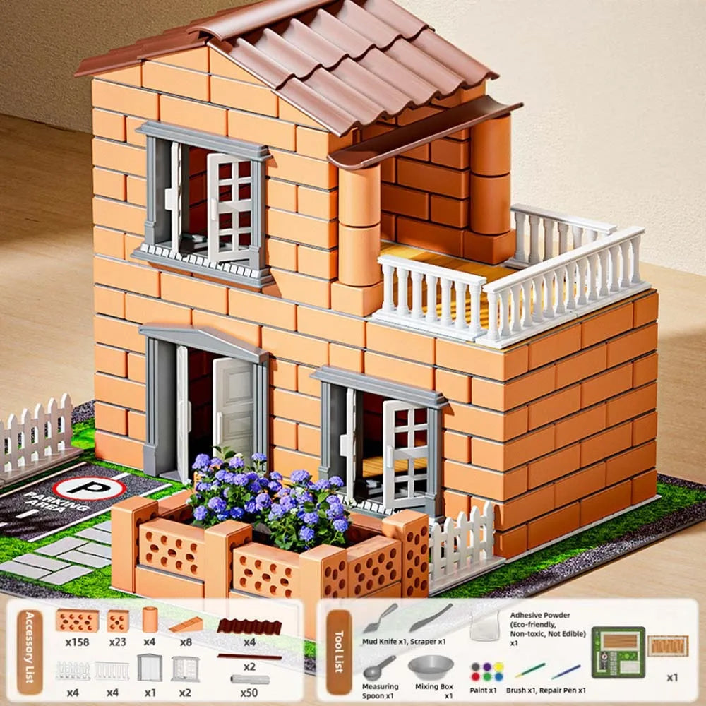 Multicolor DIY Building House Block Set Plastic Tile Houses Assemble T ...