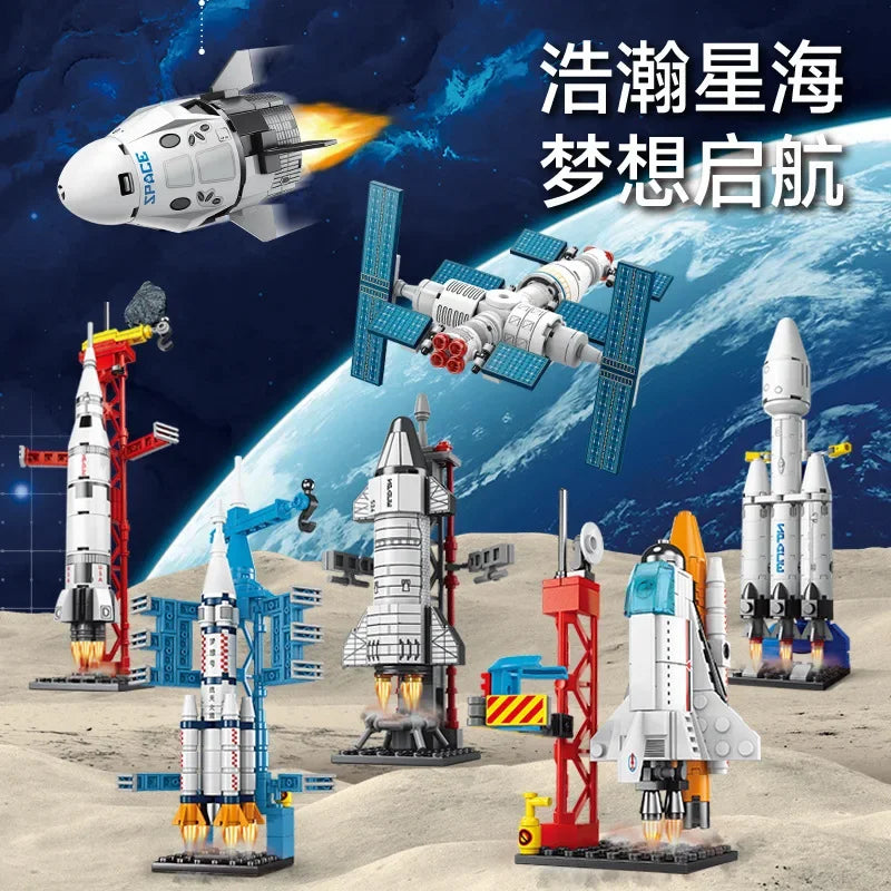 Mini Aviation Manned Rocket Model Building Blocks Space Aerospace Stat ...