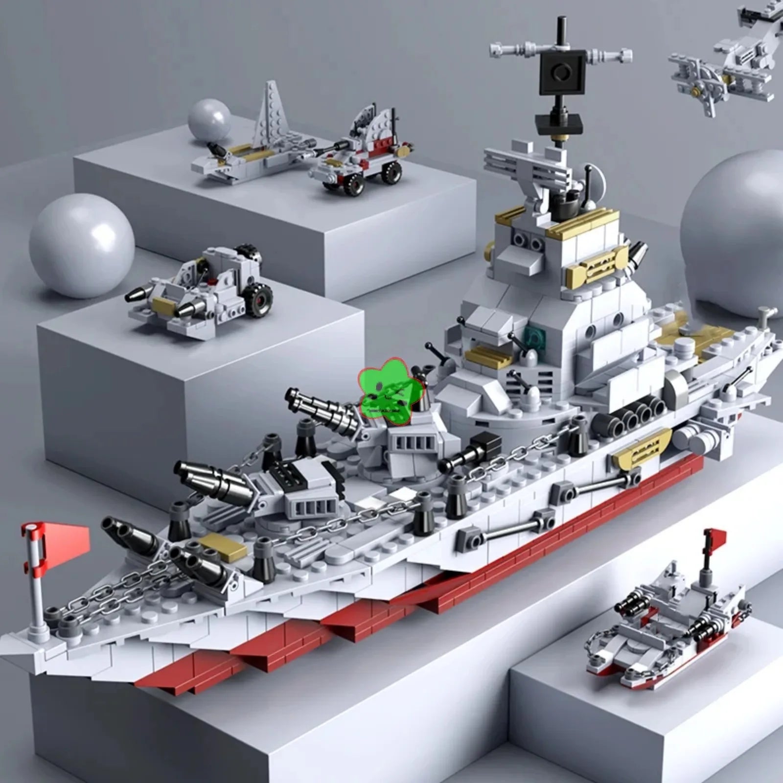 Navy War Chariot Ship Army Boat Plane Model Warships Building Blocks C ...